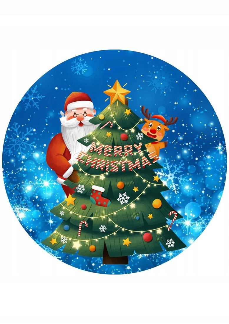 OPŁATEK TORT GRATISY MERRY CHRISTMAS CHOINKA SANTA – 137287126 - ERLI.pl