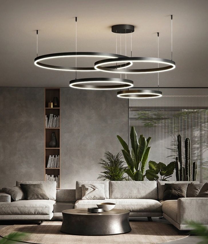 LAMPA LED RING CZARNA LAMPA WISZĄCA 80/60/60/40CM – 137357528 - ERLI.pl