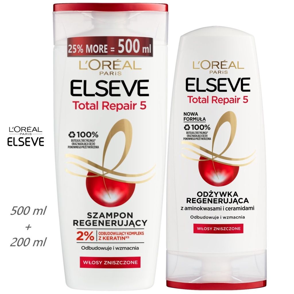 L'Oréal Paris Elseve Total Repair 5 Szampon 500 Ml + Odżywka 200 Ml ...