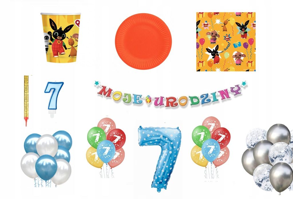 Zestaw urodzinowy 7 Urodziny Bing balony – 137495011 - ERLI.pl
