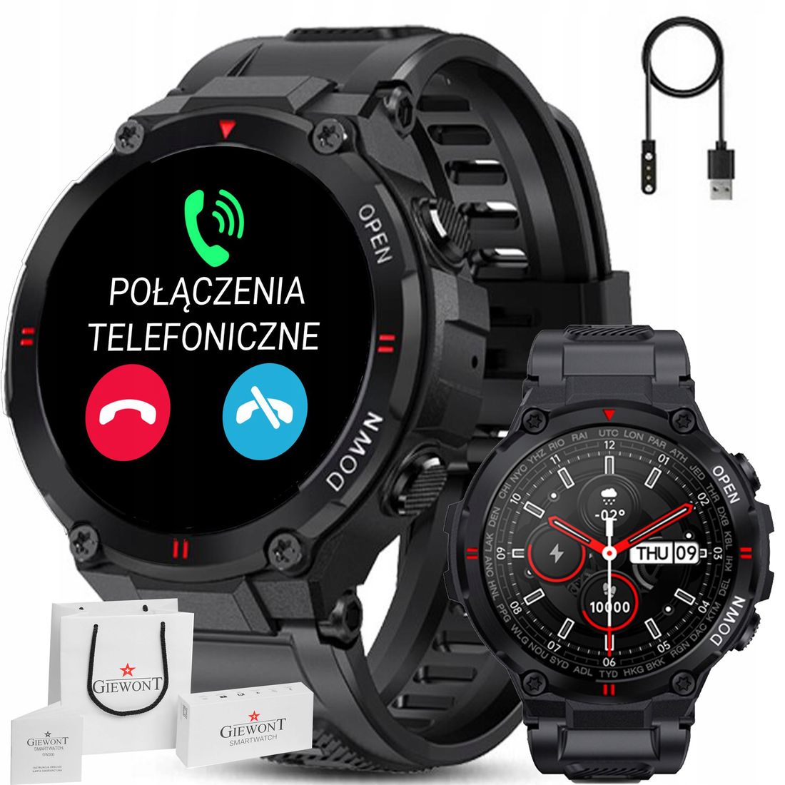 SMARTWATCH 400 mAh GIEWONT GW430 ROZMOWY TĘTNO SMS KROK FB PULS - ERLI.pl