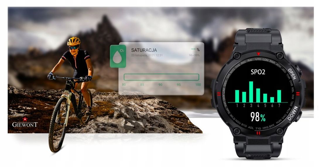 SMARTWATCH 400 mAh GIEWONT GW430 ROZMOWY TĘTNO SMS KROK FB PULS - ERLI.pl