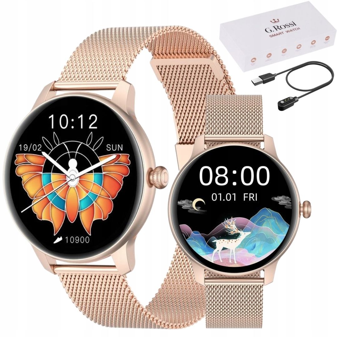 SMARTWATCH DAMSKI G.ROSSI ZEGAREK PULS TĘTNO KROKI - ERLI.pl