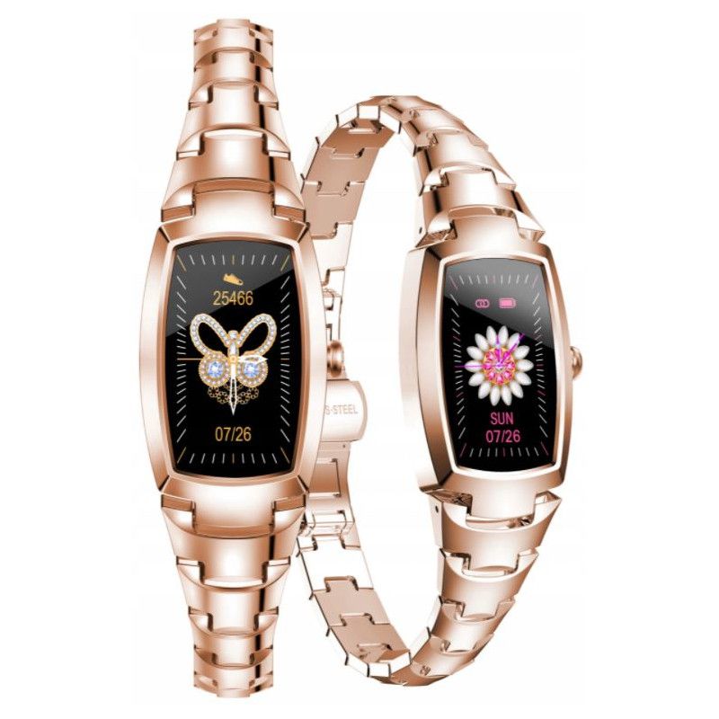 SMARTWATCH ZEGAREK DAMSKI ZŁOTY H8 PRO KROKI PULS - ERLI.pl