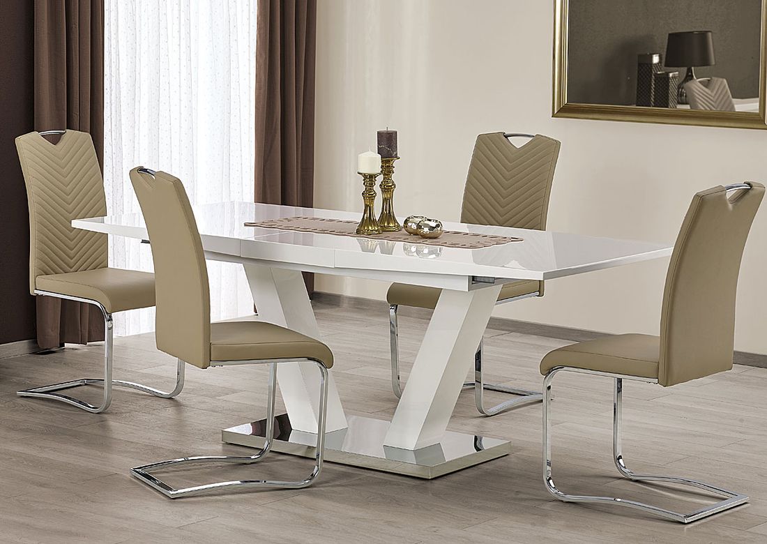 STÓŁ === 160-200 do SALONU NOWOCZESNY BIAŁY POŁYSK - ERLI.pl