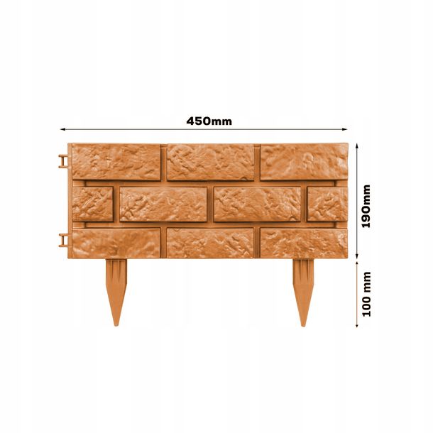 Murek ogrodowy płot 220 cm x 19 cm Terakota cegła - ERLI.pl