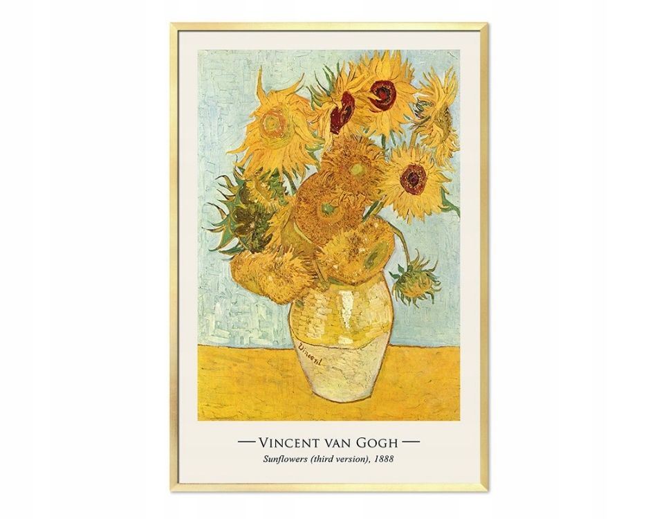 obraz Vincent van Gogh SŁONECZNIKI + ZŁOTA RAMA - ERLI.pl