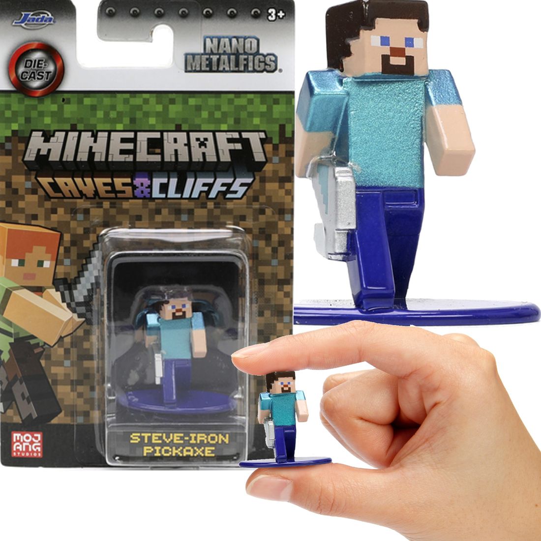 Minecraft figurka Steve Iron Pickaxe Żelazny Kilof Nano Metalfigs - ERLI.pl