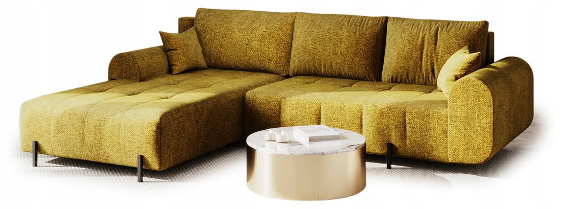 Narożnik z funkcją spania ARCO musztardowy rogówka - ERLI.pl