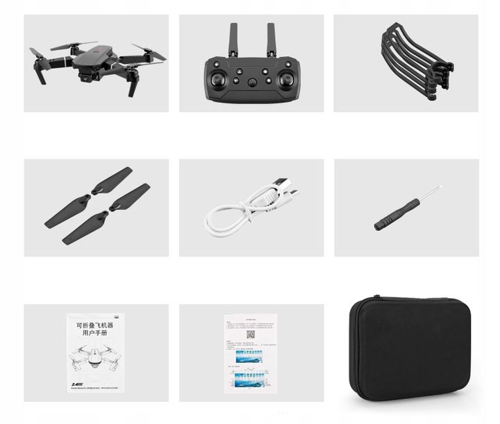 DRON E88 PRO 2xKamera 4K 1080P Wifi FPV +3 BATERIE – 139041276 - ERLI.pl