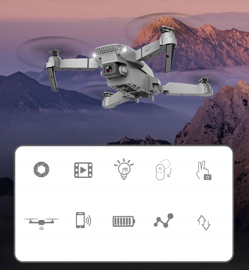 DRON E88 PRO 2xKamera 4K 1080P Wifi FPV +3 BATERIE – 139041276 - ERLI.pl