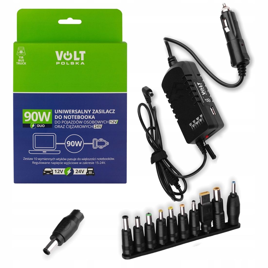 SAMOCHODOWA ŁADOWARKA ZASILACZ 12V/24V 90W TIR - ERLI.pl