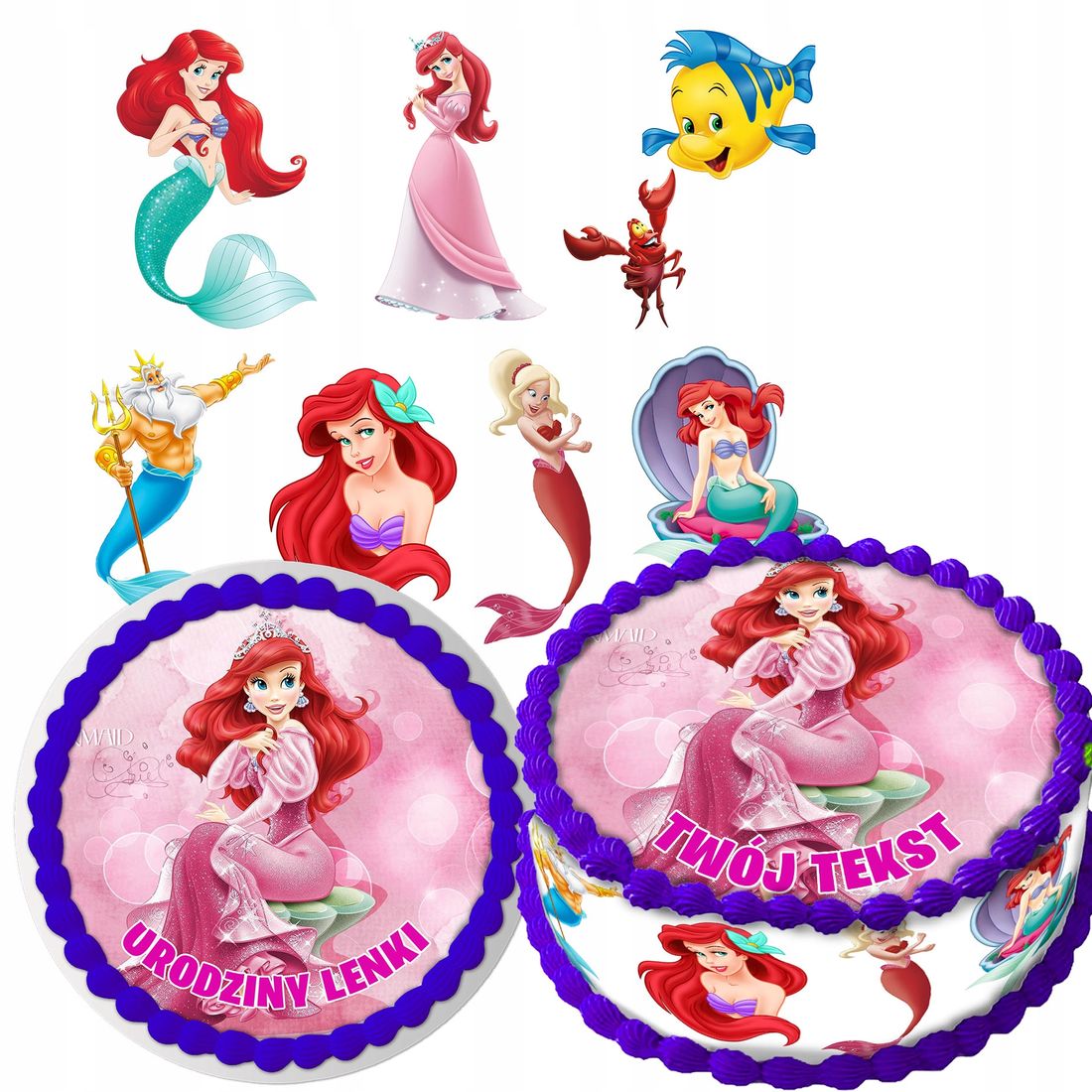 ZESTAW OPŁATEK NA TORT+POSTACIE ARIEL BARBIE Y6 - ERLI.pl