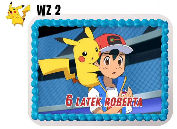 POZIOMY OPŁATEK NA TORT PIKACHU POKEMON ASH Y6 - ERLI.pl
