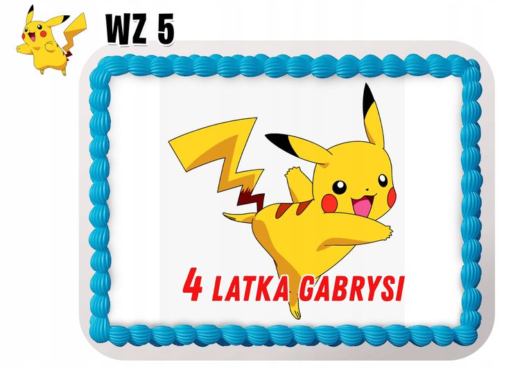 POZIOMY OPŁATEK NA TORT PIKACHU POKEMON ASH Y6 - ERLI.pl