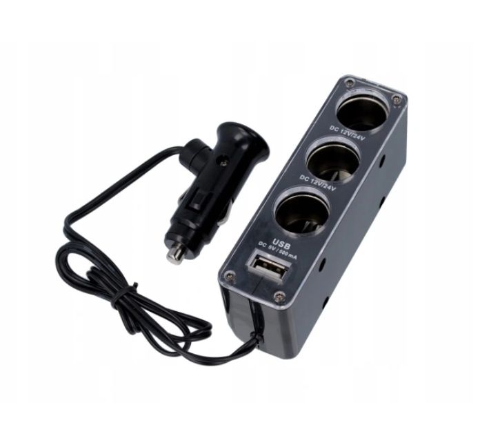 ROZDZIELACZ rozgałęźnik ZAPALNICZKI 3 gniazda+ USB - ERLI.pl