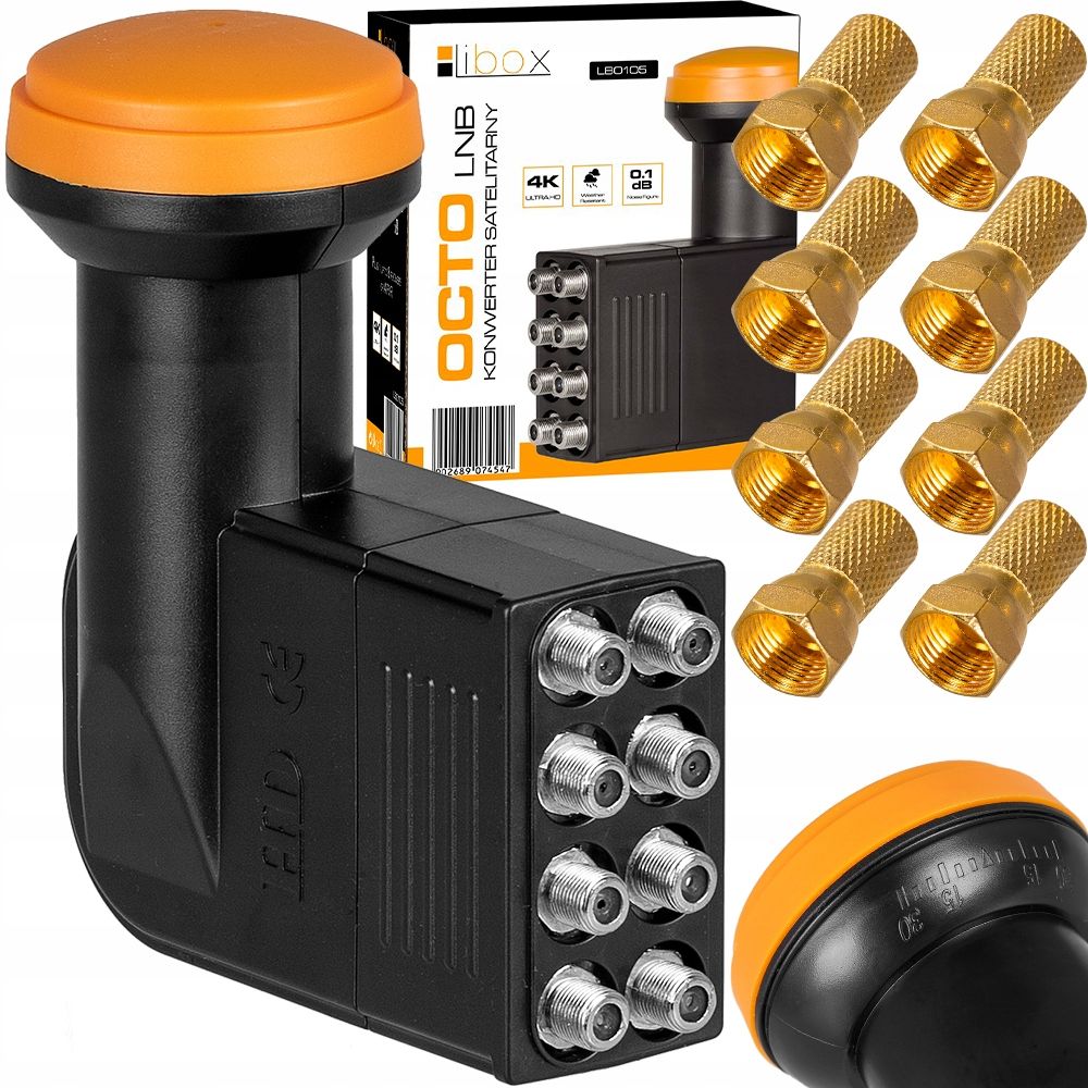 KONWERTER SATELITARNY OCTO NA 8 WYJŚĆ TV 4K CYFROWY POLSAT NC+ WTYKI LIBOX - ERLI.pl