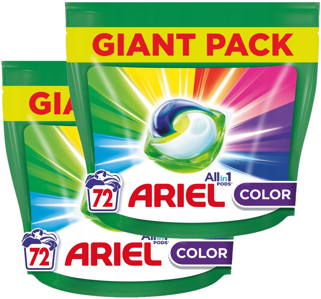 Ariel kapsułki do prania Color 144 szt All in 1 PODS MEGA ZESTAW 2x72 ...