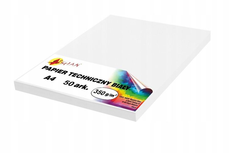 Papier techniczny brystol biały 350g 50 ark A4 - ERLI.pl