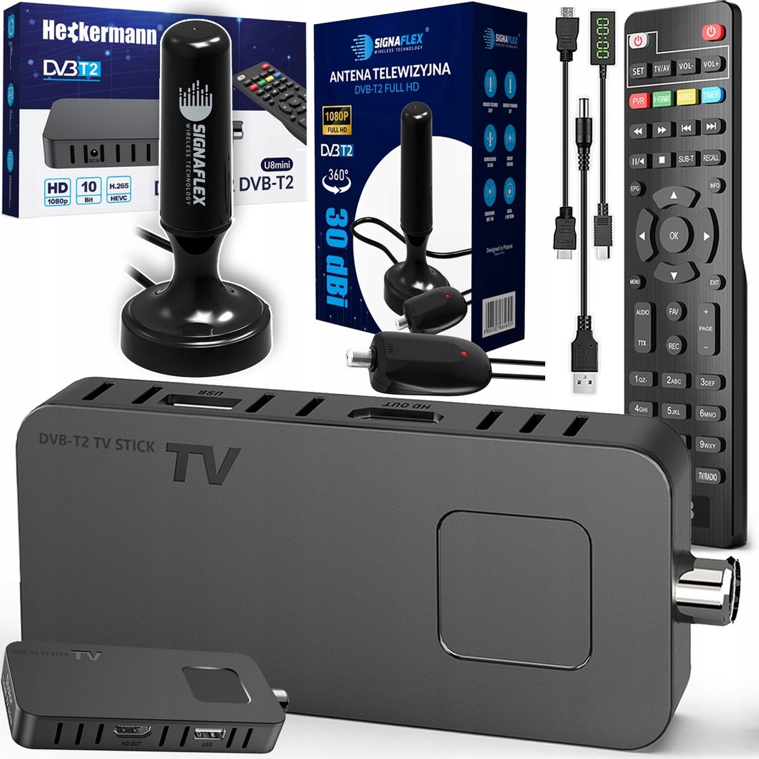 TUNER DEKODER TV DVB-T DVB-T2 H.265 HDMI + ANTENA - ERLI.pl