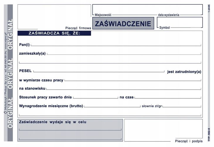 DRUK ZAŚWIADCZENIE O ZATRUDNIENIU 502-5 - ERLI.pl DRUK ZAŚWIADCZENIE O ZATRUDNIENIU 502-5 - ERLI.pl
