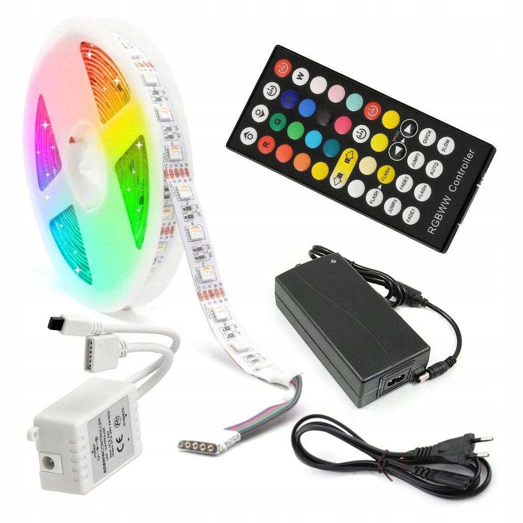 TAŚMA LED 12V RGB +CCT 5m 14,4W/M Kompletny Zestaw - ERLI.pl