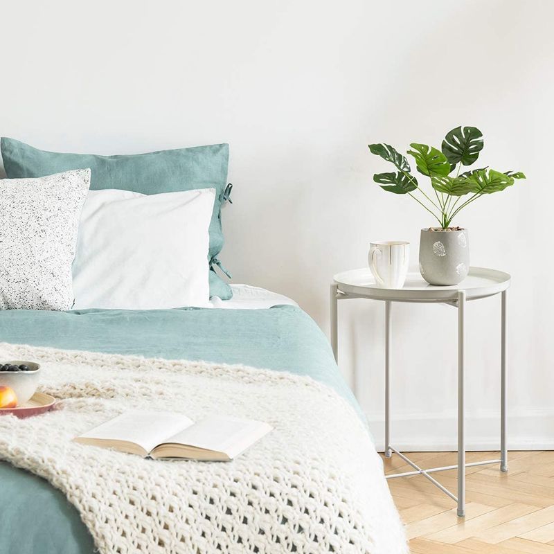 Stolik okrągły metalowy w stylu Loft - biały - ERLI.pl Stolik okrągły metalowy w stylu Loft - biały - ERLI.pl