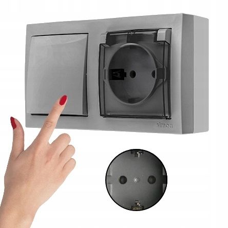SIMON AquaClick Włącznik + Gniazdo Schuko Natynk - ERLI.pl