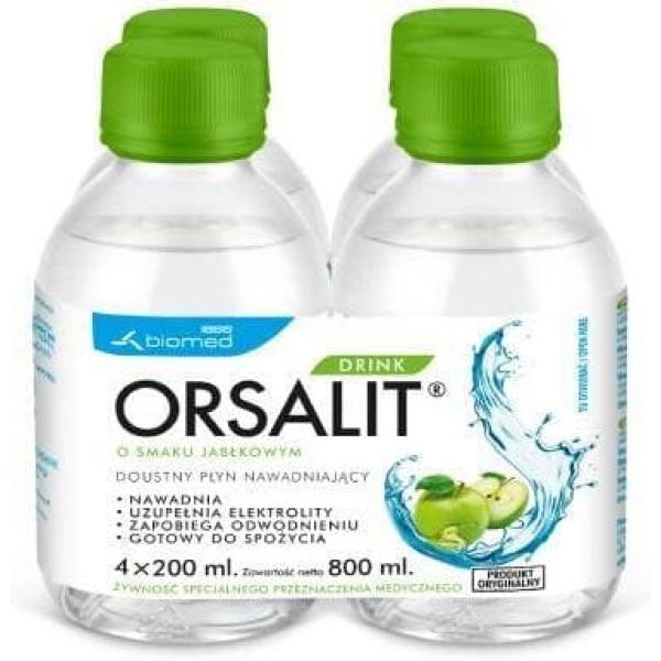 Orsalit Drink, nawadniający płyn doustny, smak jabłkowy, 4 x 200 ml ... Orsalit Drink, nawadniający płyn doustny, smak jabłkowy, 4 x 200 ml ...
