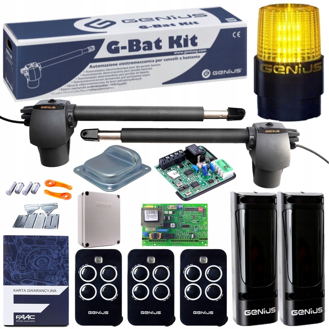 ZESTAW GENIUS G-BAT 300 NAPĘD DO BRAMY SKRZYDŁOWEJ LED PILOT KOMPLET ...