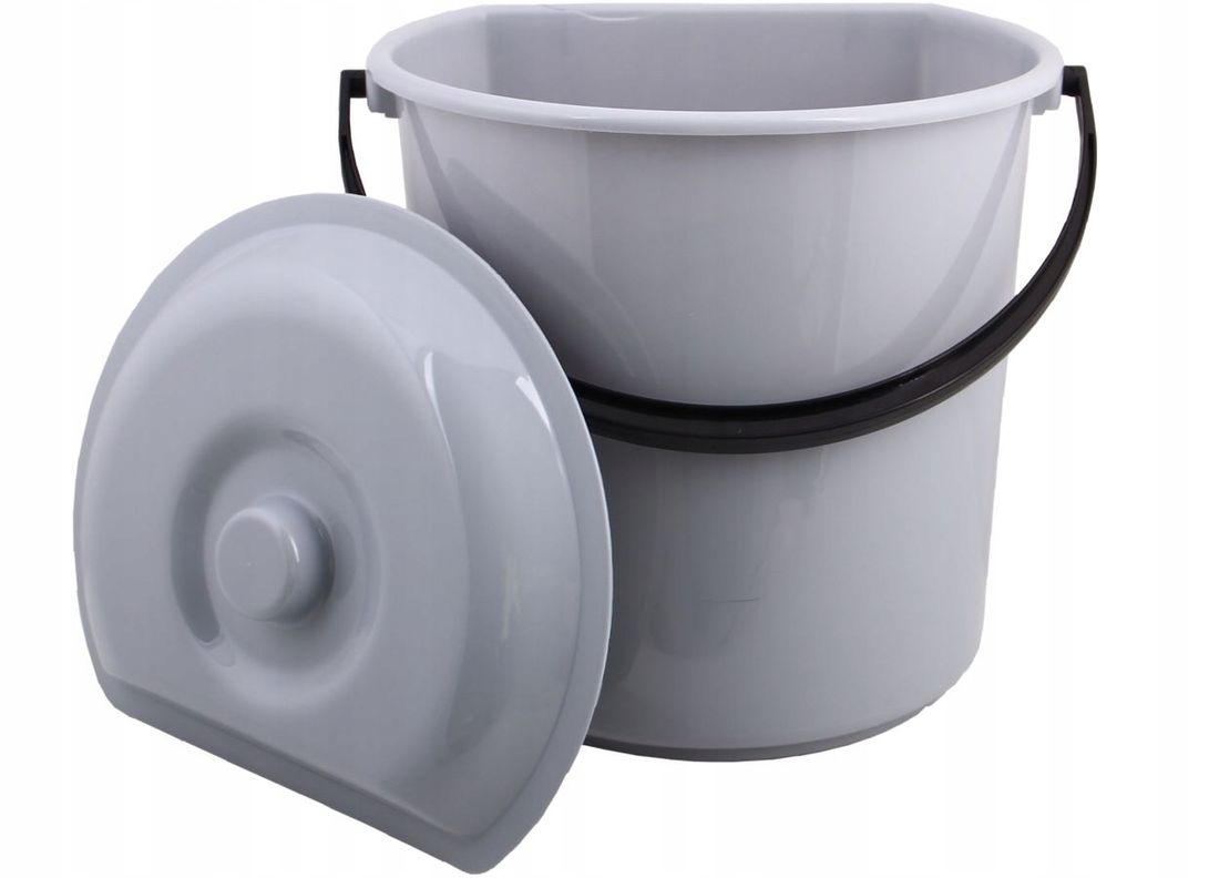 Wiadro przyścienne z pokrywką szare 5l - ERLI.pl