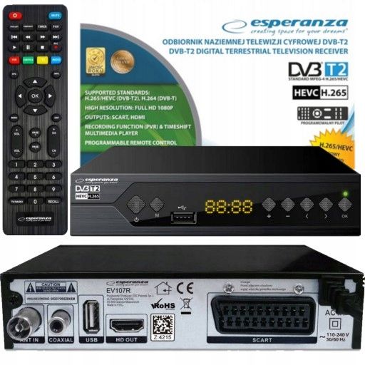 TUNER DEKODER TELEWIZJI NAZIEMNEJ FULL HD DVB-T2 – 140765499 - ERLI.pl