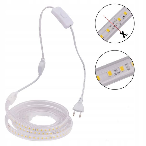 Taśma LED 230V 5m Wodoszczelna 30W Zasilacz ZESTAW - ERLI.pl