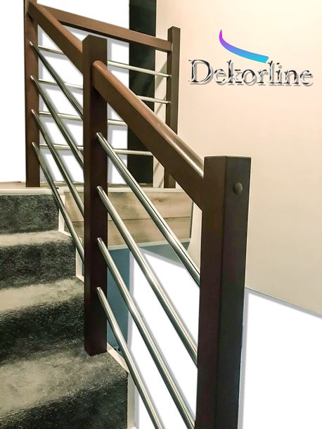 BALUSTRADA Drewno + Rurki chromowane PEŁNY ZESTAW - ERLI.pl