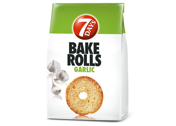 7-Days Bake Rolls Chrupiące pieczywo o smaku czosnku 150 g - ERLI.pl