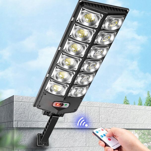 MOCNA LAMPA SOLARNA 360 LED ULICZNA OGRODOWA CZUJNIK RUCHU ZMIERZCHU +PILOT - ERLI.pl