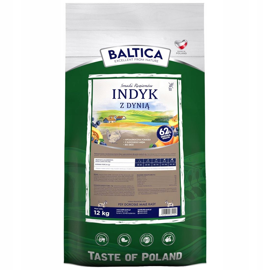 BALTICA Indyk z dynią S 12kg KARMA PREMIUM – 140952965 - ERLI.pl
