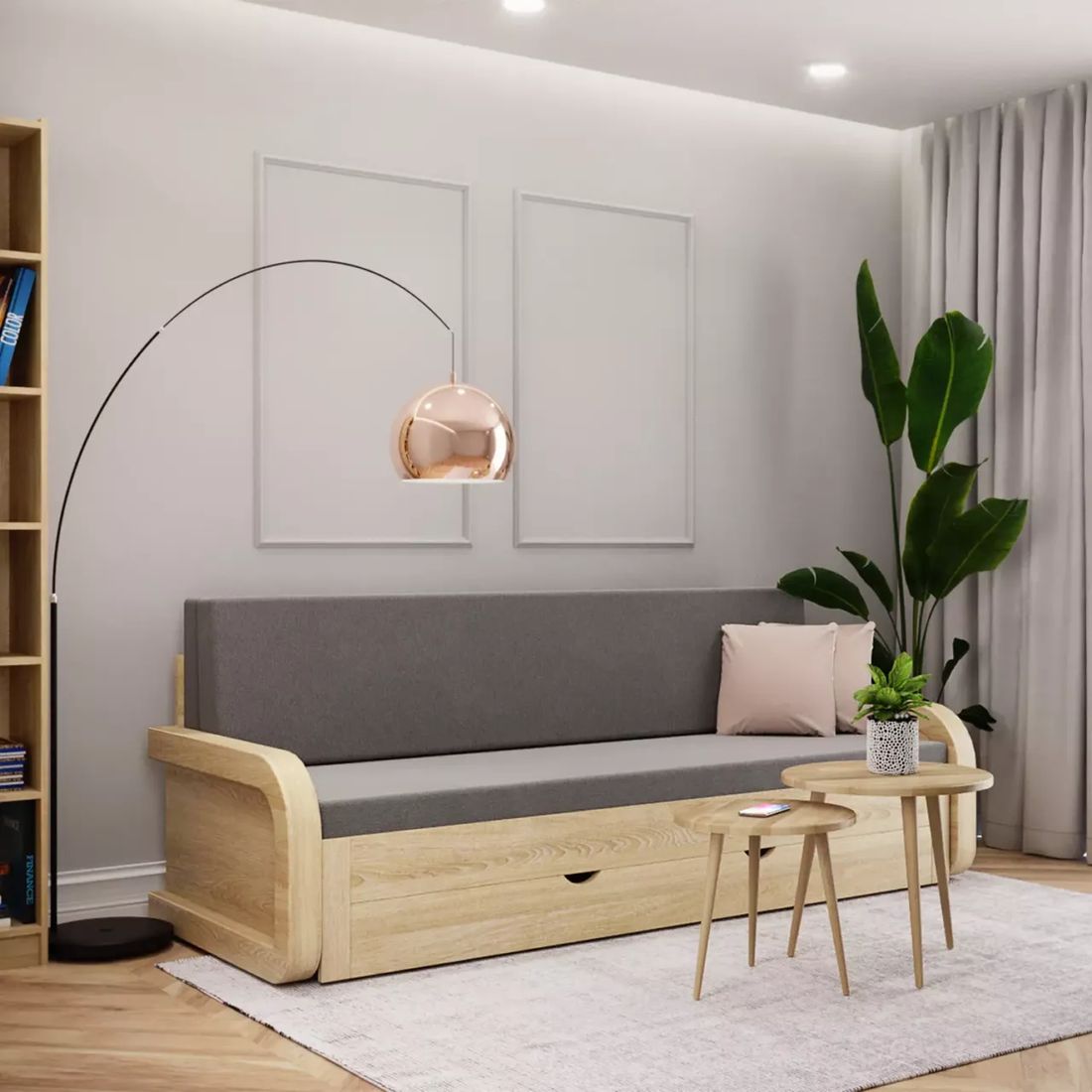 Łóżko rozkładane KAMA z materacem HR plus Visco - ERLI.pl