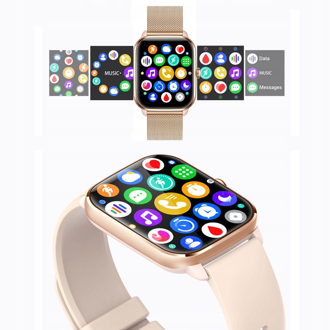 SMARTWATCH ZEGAREK DAMSKI POLSKIE MENU ROZMOWY SPORT ZDROWIE KOBIETA ...