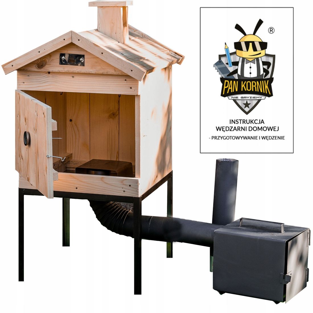 Wędzarnia ogrodowa drewniana komin drzwiczki piec bez opalenia - ERLI.pl