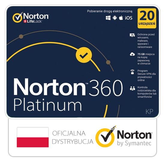 Norton 360 (BK) Platinum 20 stanowisk / 1 rok – 132985345 - ERLI.pl