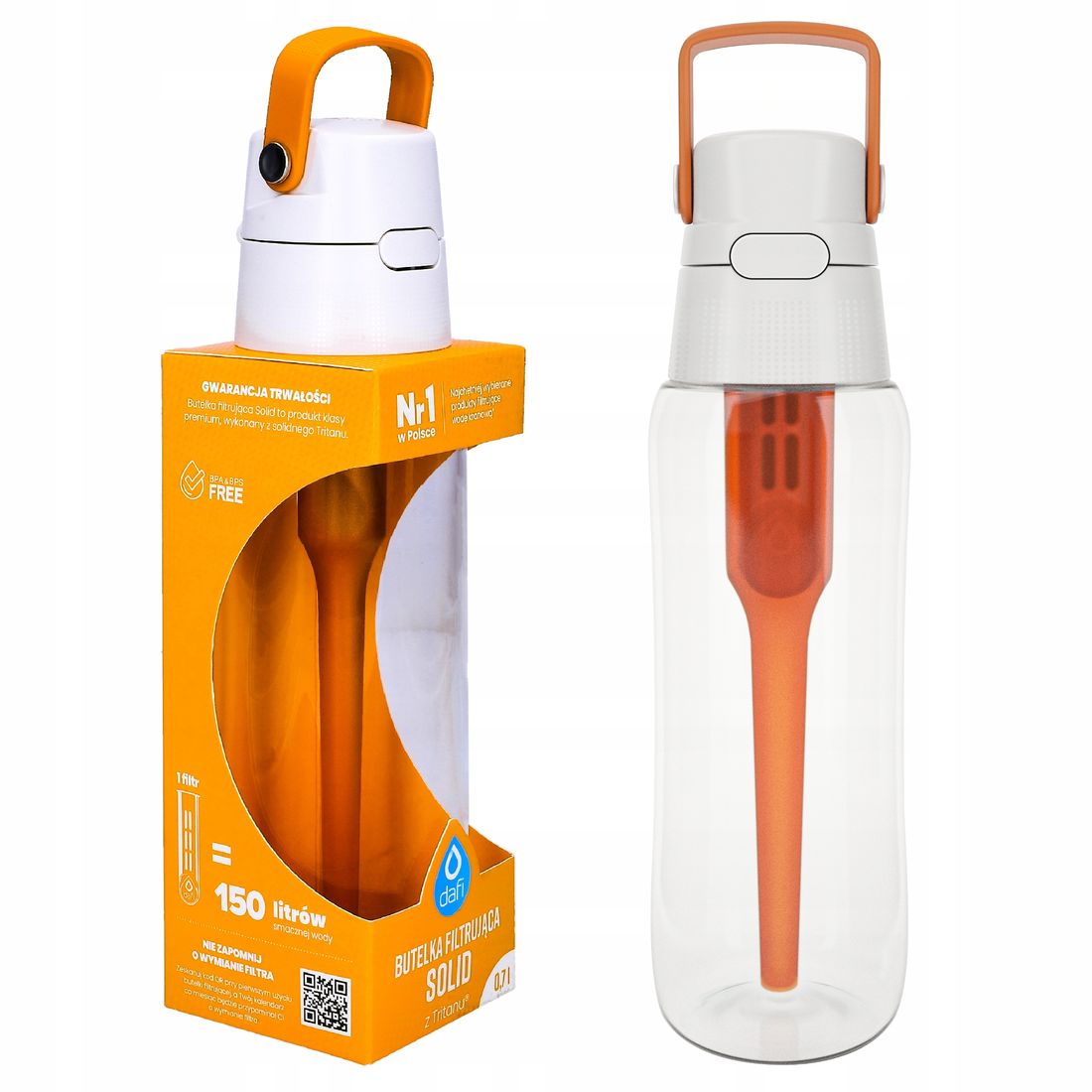 BUTELKA FILTRUJĄCA DAFI SOLID 0,7L FILTR ZE SŁOMKĄ - ERLI.pl