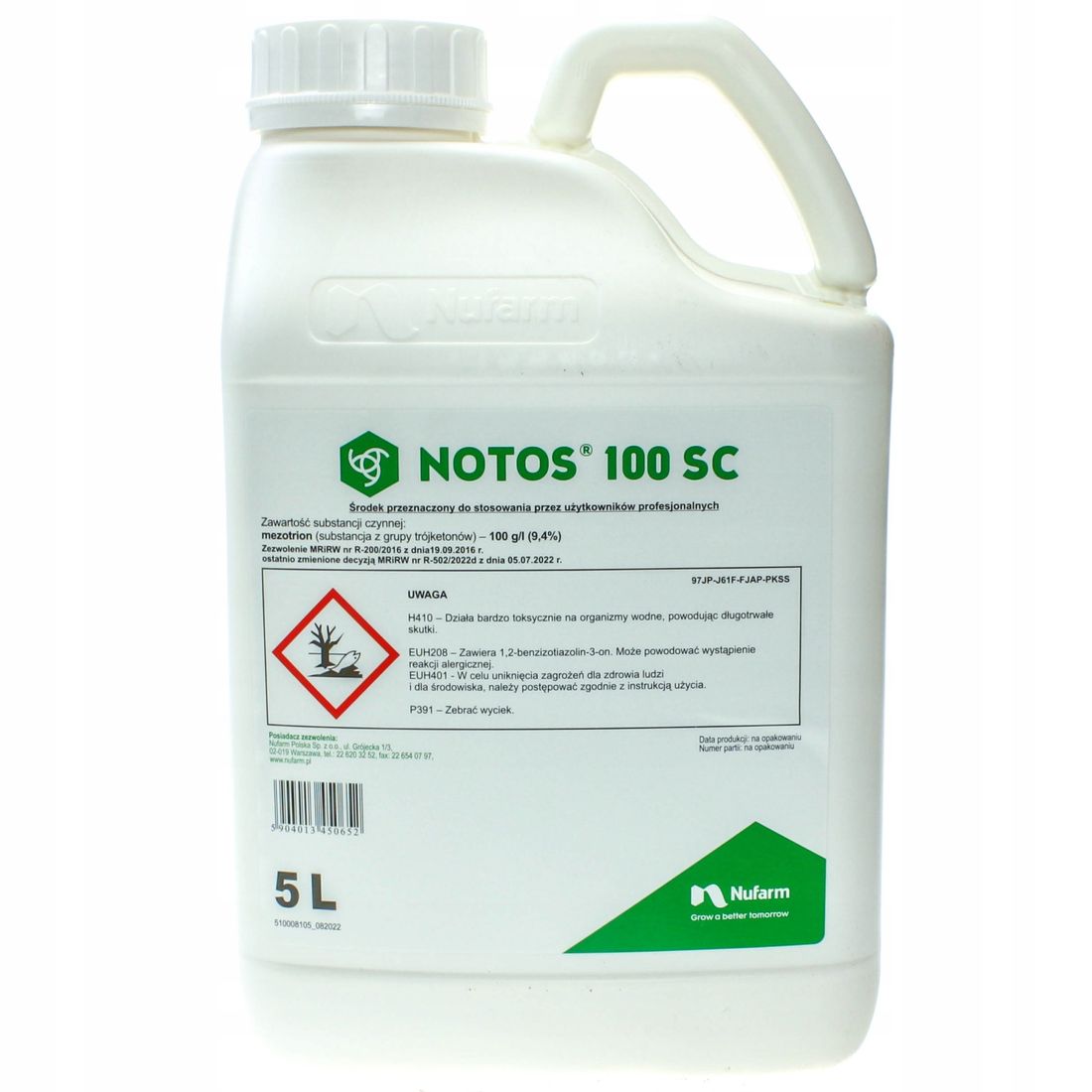 NUFARM NOTOS 100 SC ŚRODEK OPRYSK CHWASTY W KUKURYDZY 5L – 141921171 ...