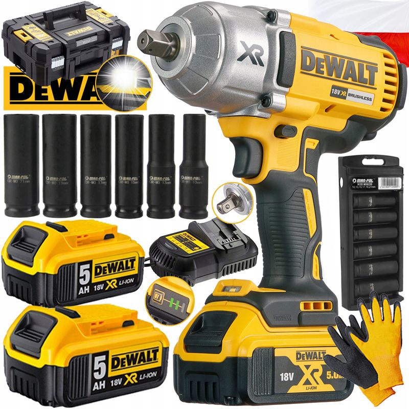 DEWALT UDAROWY KLUCZ DCF899P2 18V 2x5Ah + NASADKI - ERLI.pl