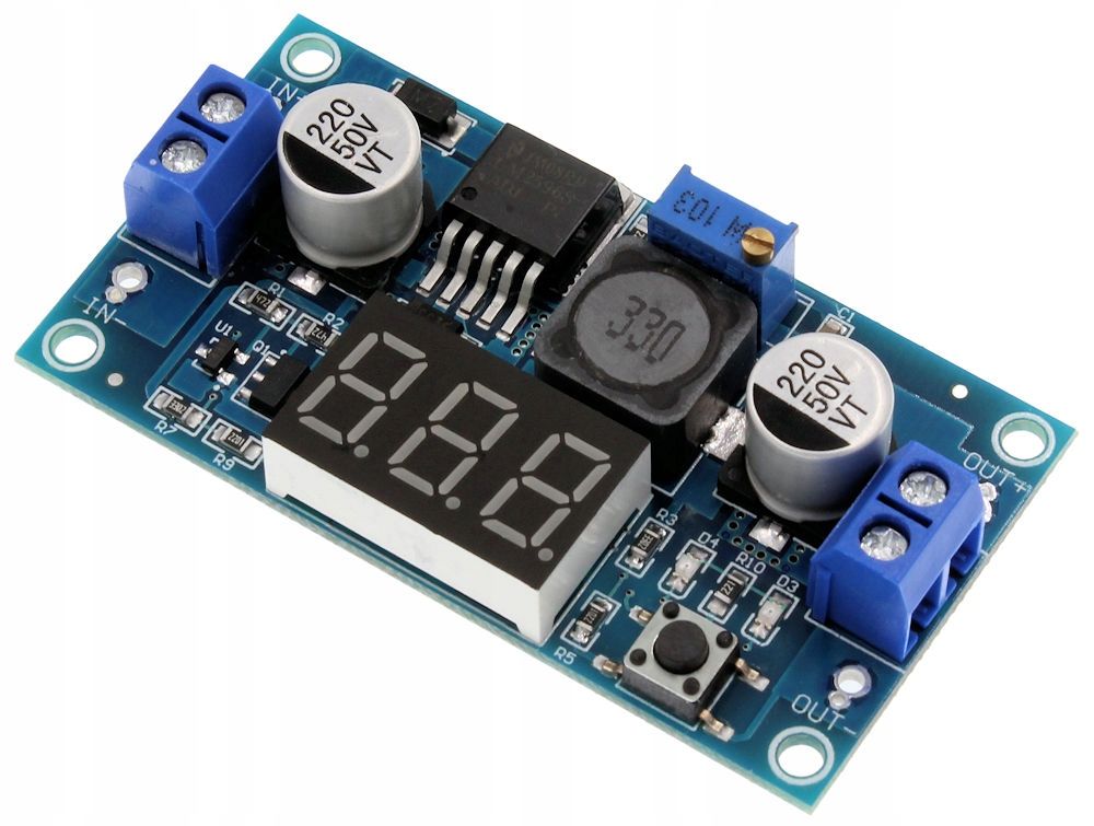 Przetwornica DC Step-Down LM2596 woltomierz LED 3A - ERLI.pl Przetwornica DC Step-Down LM2596 woltomierz LED 3A - ERLI.pl