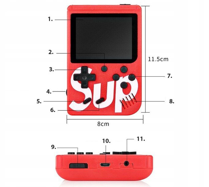 KONSOLA PRZENOŚNA GAMINGOWA RETRO MARIO GAME BOY 401 Z PADEM (CZARNA ...