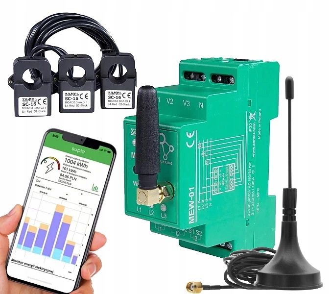 SUPLA Licznik Energii Prądu Wi-Fi 3F+N z Antena - ERLI.pl