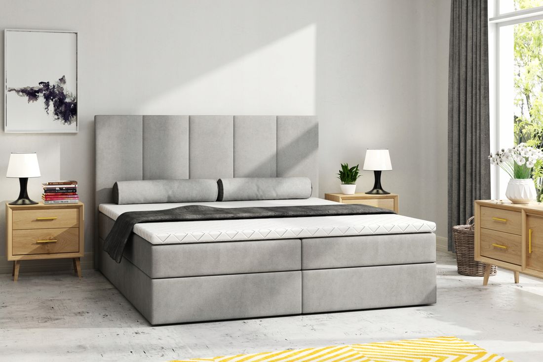 ŁÓŻKO KONTYNENTALNE TAPICEROWANE 140x200 POCKET – 143266005 - ERLI.pl