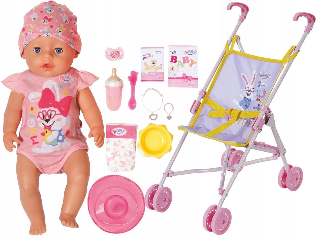BABY BORN ZESTAW LALKA INTERAKTYWNA MAGIC I WÓZEK - ERLI.pl