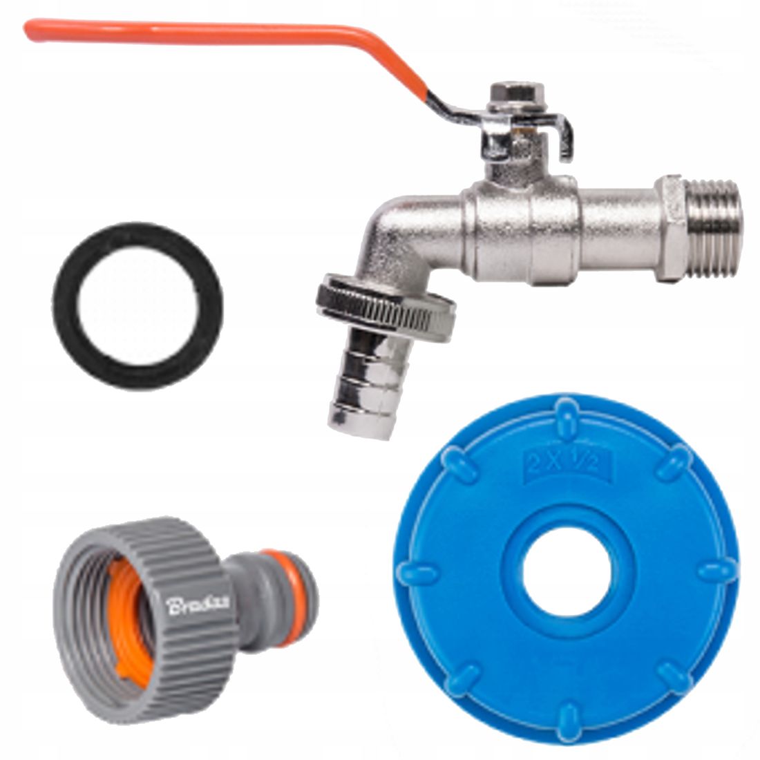 Kran do mauzera ZAWÓR CZERPALNY Metalowy 1000L Zestaw do Zbiornika Wąż 1/2" - ERLI.pl